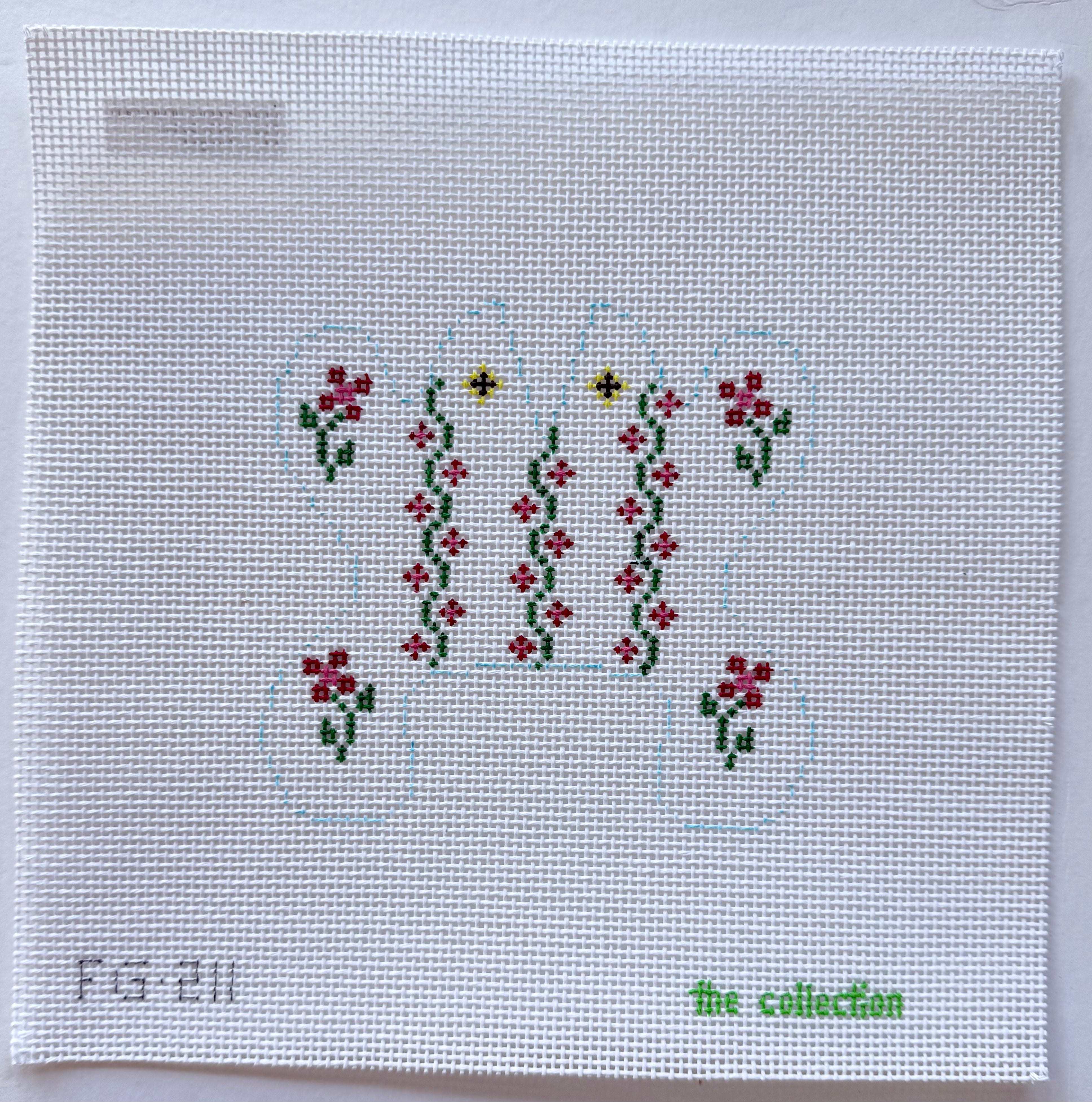 Red flowers and vines mini frog